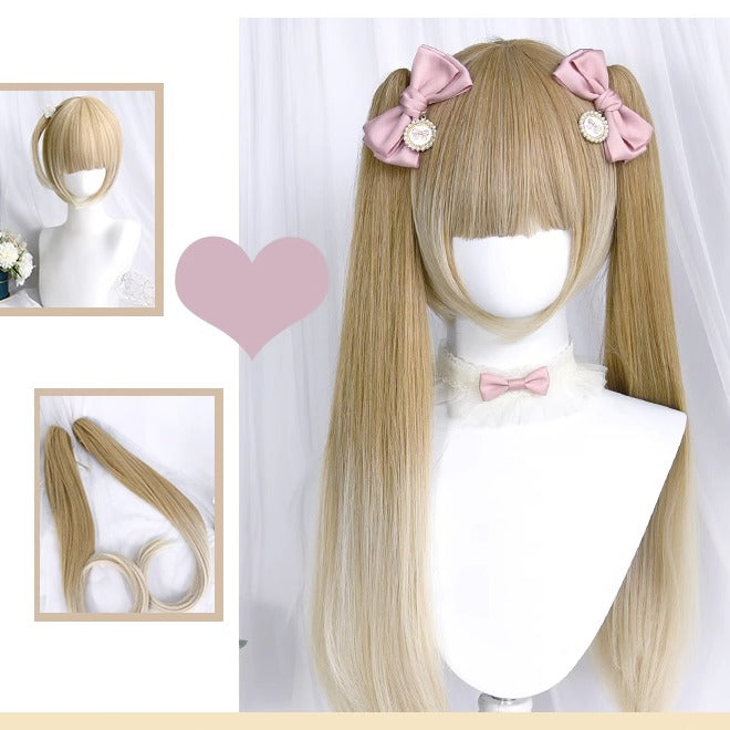 Kawaii Lolita Wig Detachable Ponytail Wavy Wigs 3 Colors – Honey Wardrobe