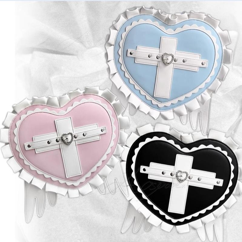 Jirai Kei Backpack Heart-shaped Backpack Color-blocked Bag – Honey Wardrobe