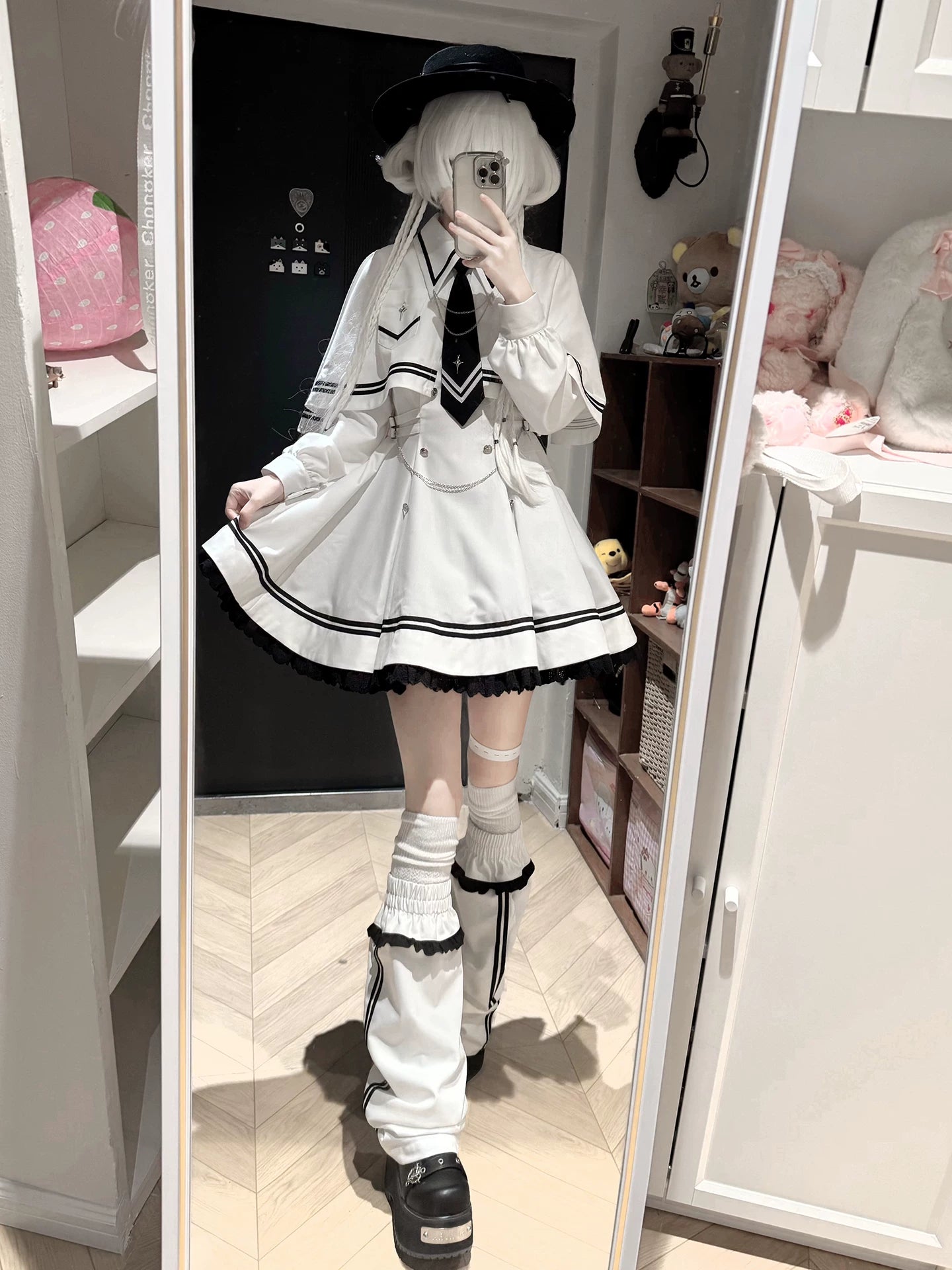 Sailor-Inspired Long Sleeve Dress Set, Detachable Cape – Honey Wardrobe