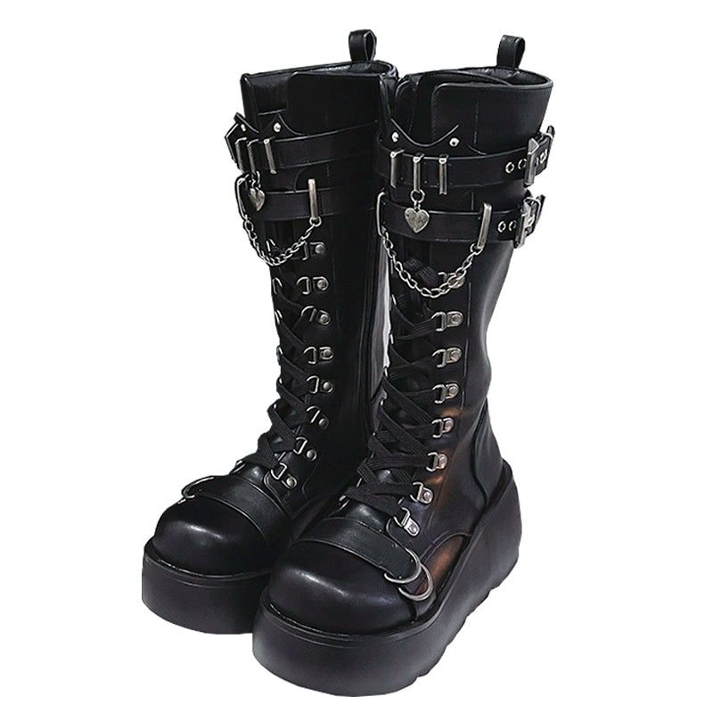 Gothic White Black Platform Boots High-Top Knight Boots – Honey Wardrobe