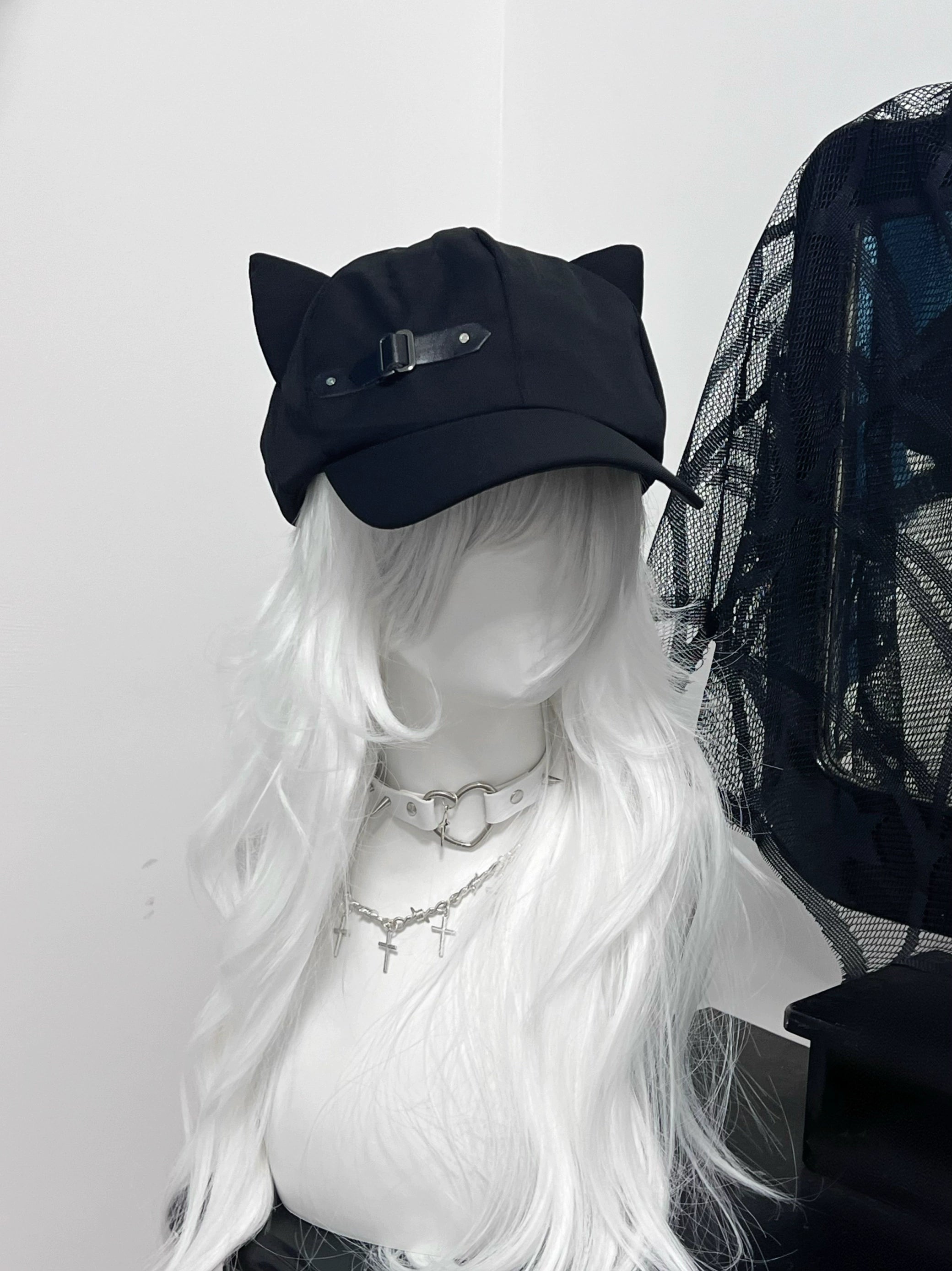 Jirai Kei Hat Black Cat Ear Cap Cute Beret – Honey Wardrobe