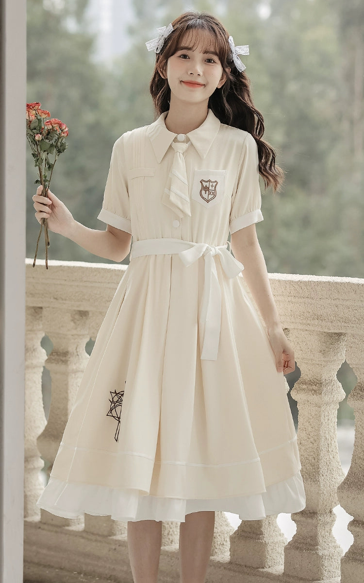 Preppy JK Uniform Dress A-line Princess Dress With Cape – Honey Wardrobe