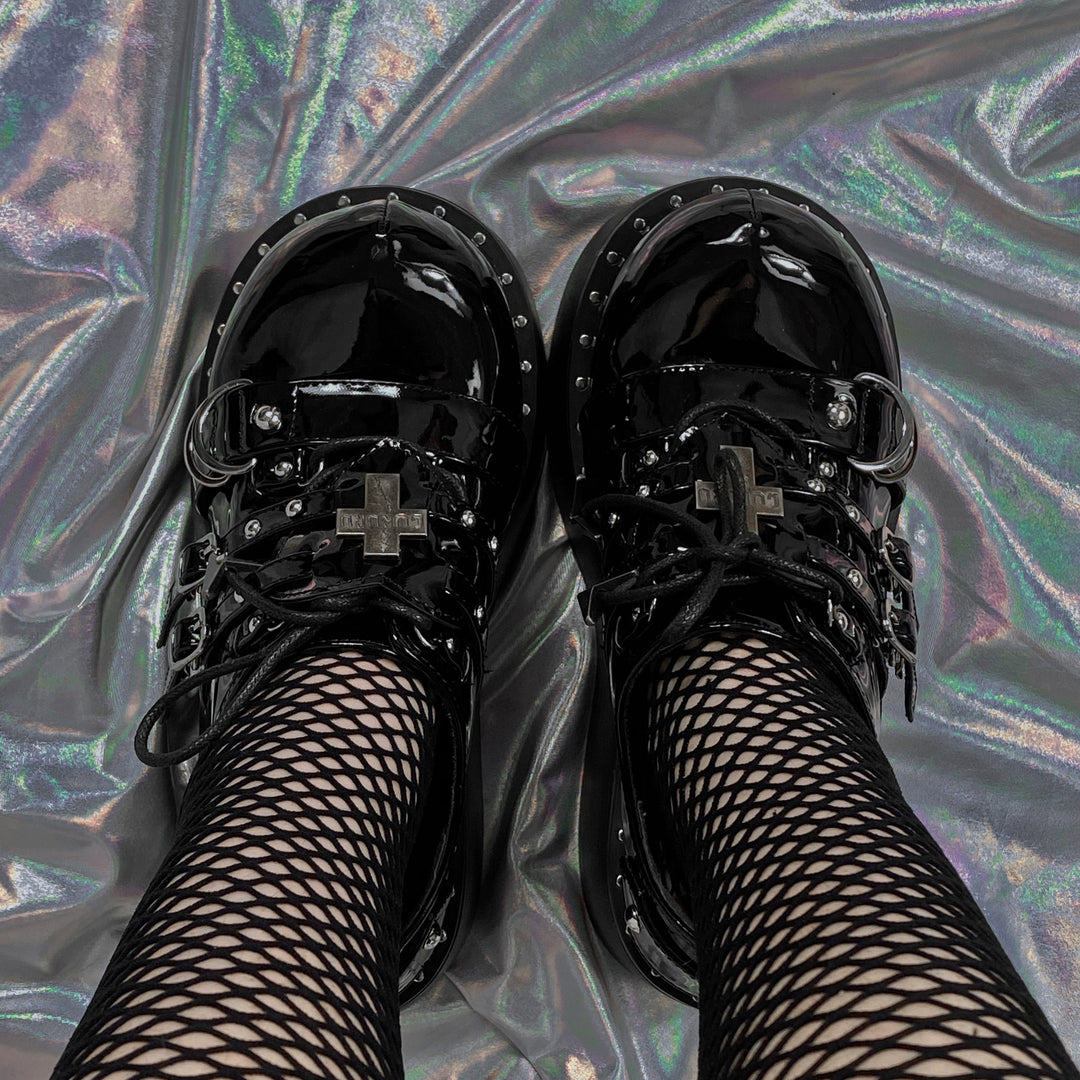 Y2K Shoes Gyaru Fashion Punk Lolita Black White Platform Y2K Shoes Gyaru Fashion Punk Lolita Black White Platform