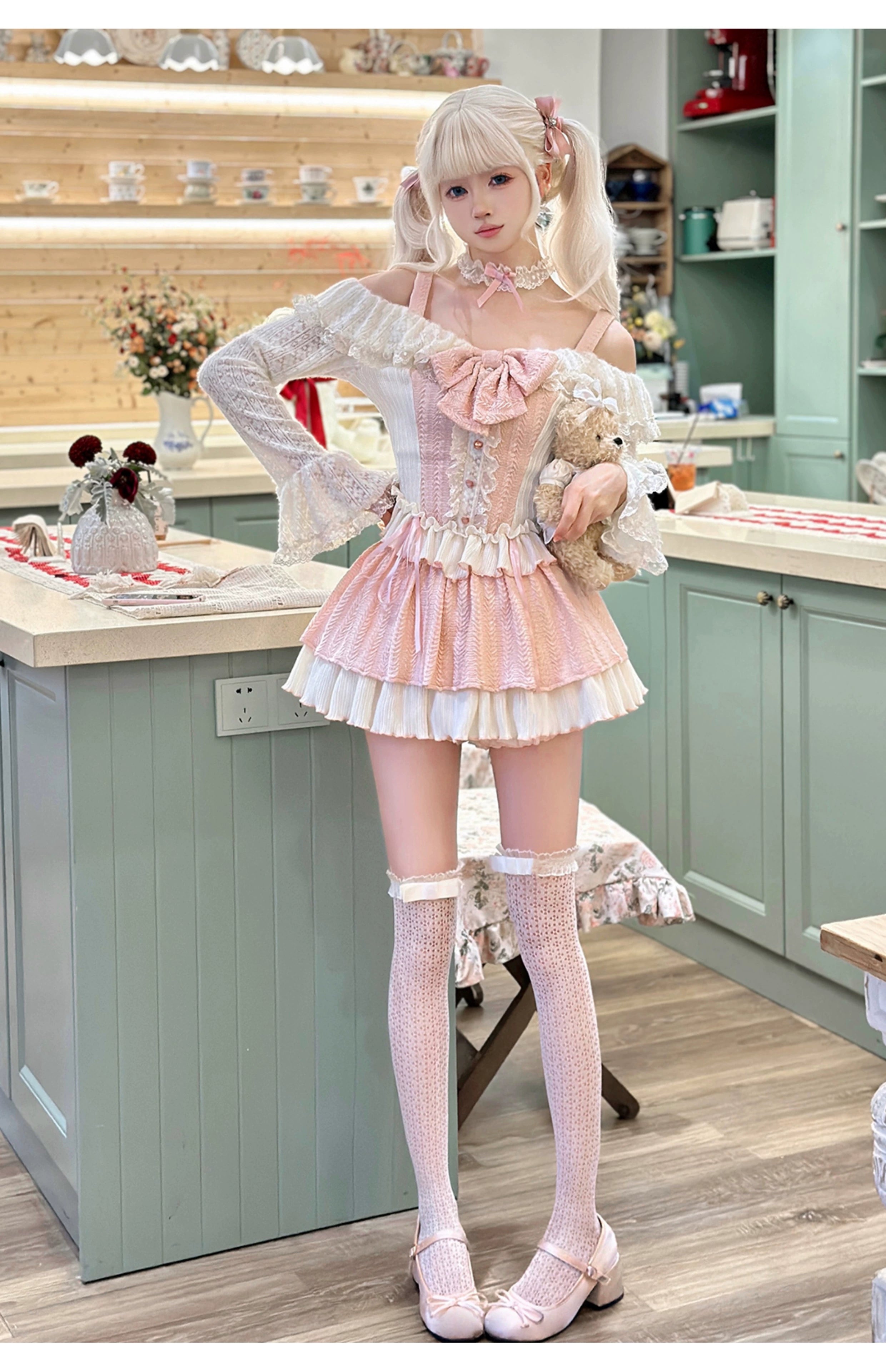 Gyaru Fashion Outfit Sets Sweet Pink Top And Skirt Set – Honey Wardrobe