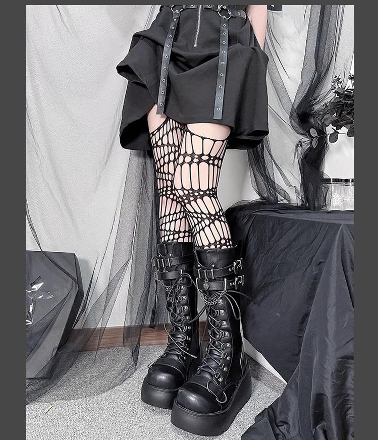 Gothic White Black Platform Boots High-Top Knight Boots – Honey Wardrobe